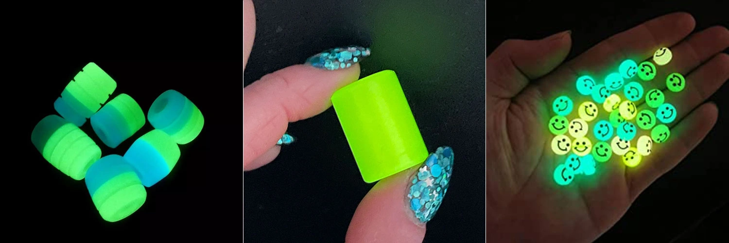 Multicolored Glow-in-the-Dark or UV Fluorescent Beads - Various Pattern ...