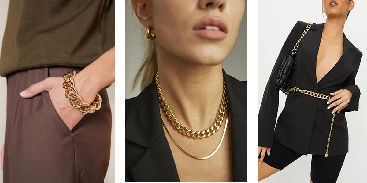 Gold Loop Twist Chain for Garment Accessories and Ornaments