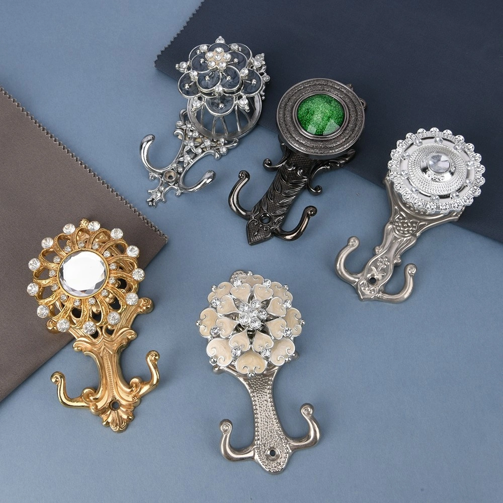 Metal/Crystal Decorative Curtain Holdback, Wall Tie Back Curtain Holder