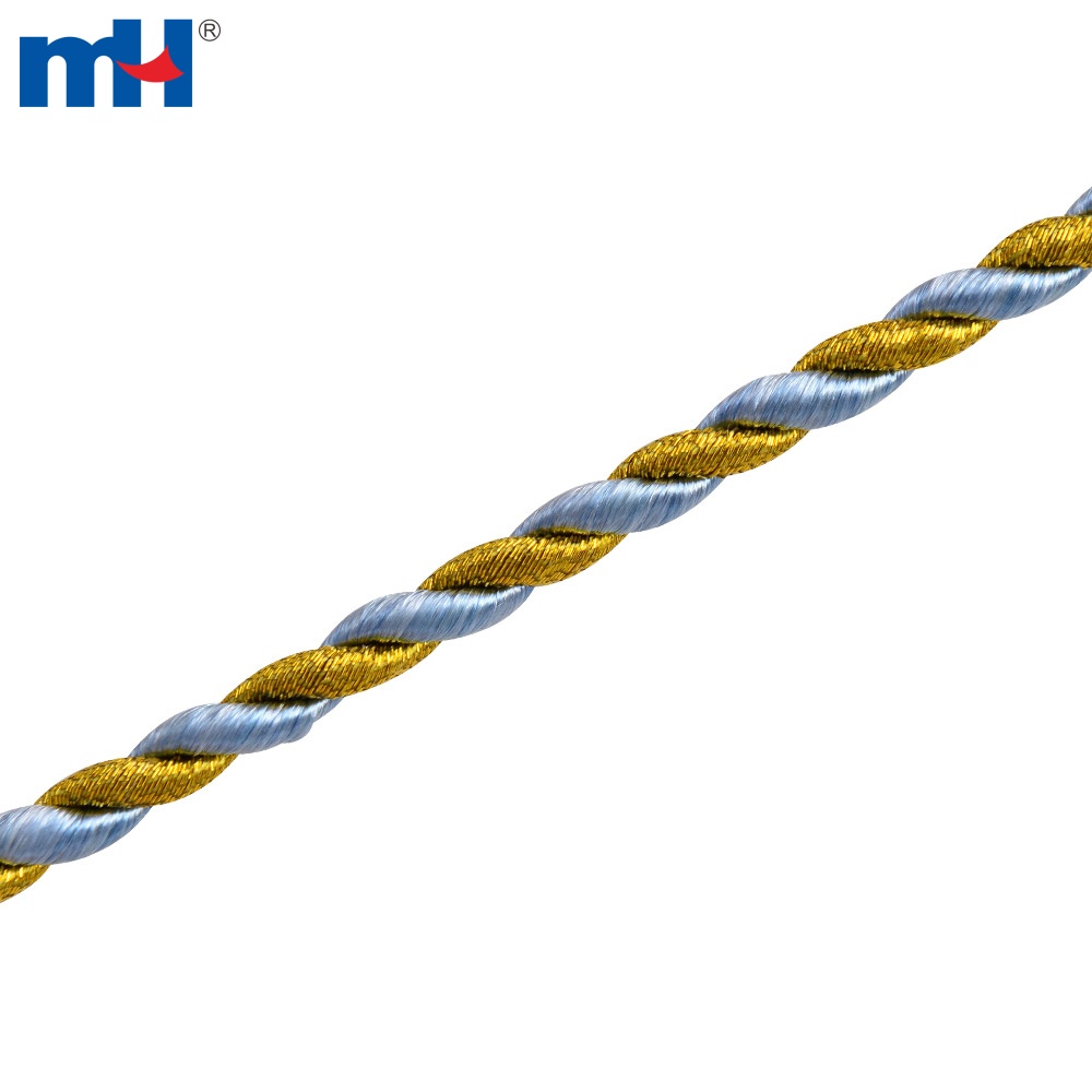 4mm Gold and Silver Twisted Rope Cord