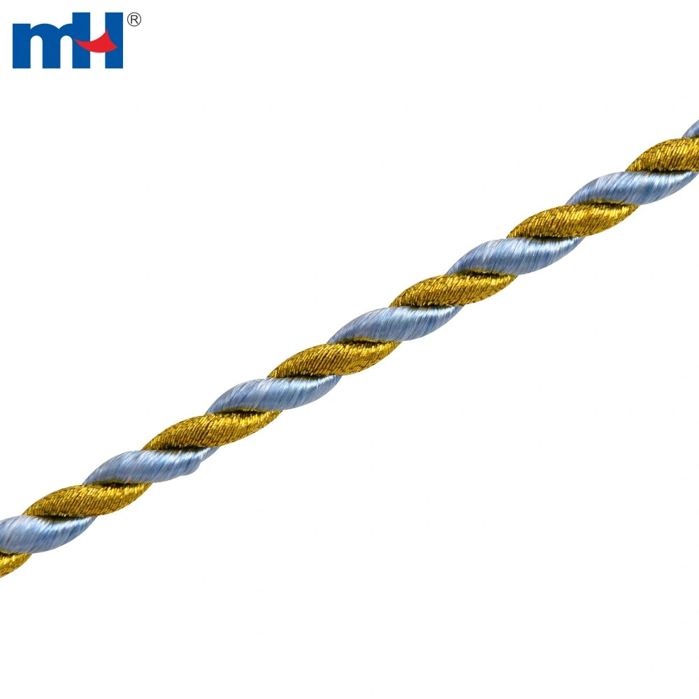4mm Gold and Silver Twisted Rope Cord