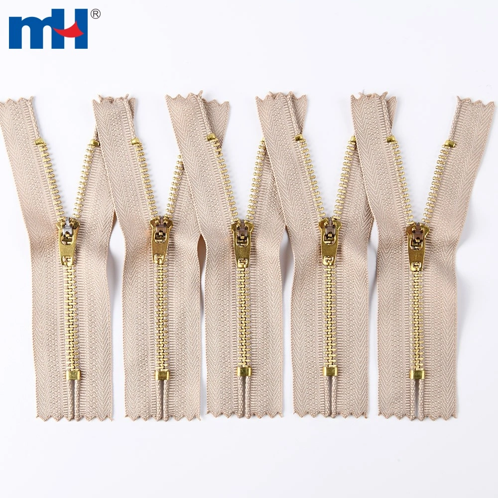 MH Low MOQ Supplier 4YG Double Locked Closed-end Brass Jeans Pocket Zipper