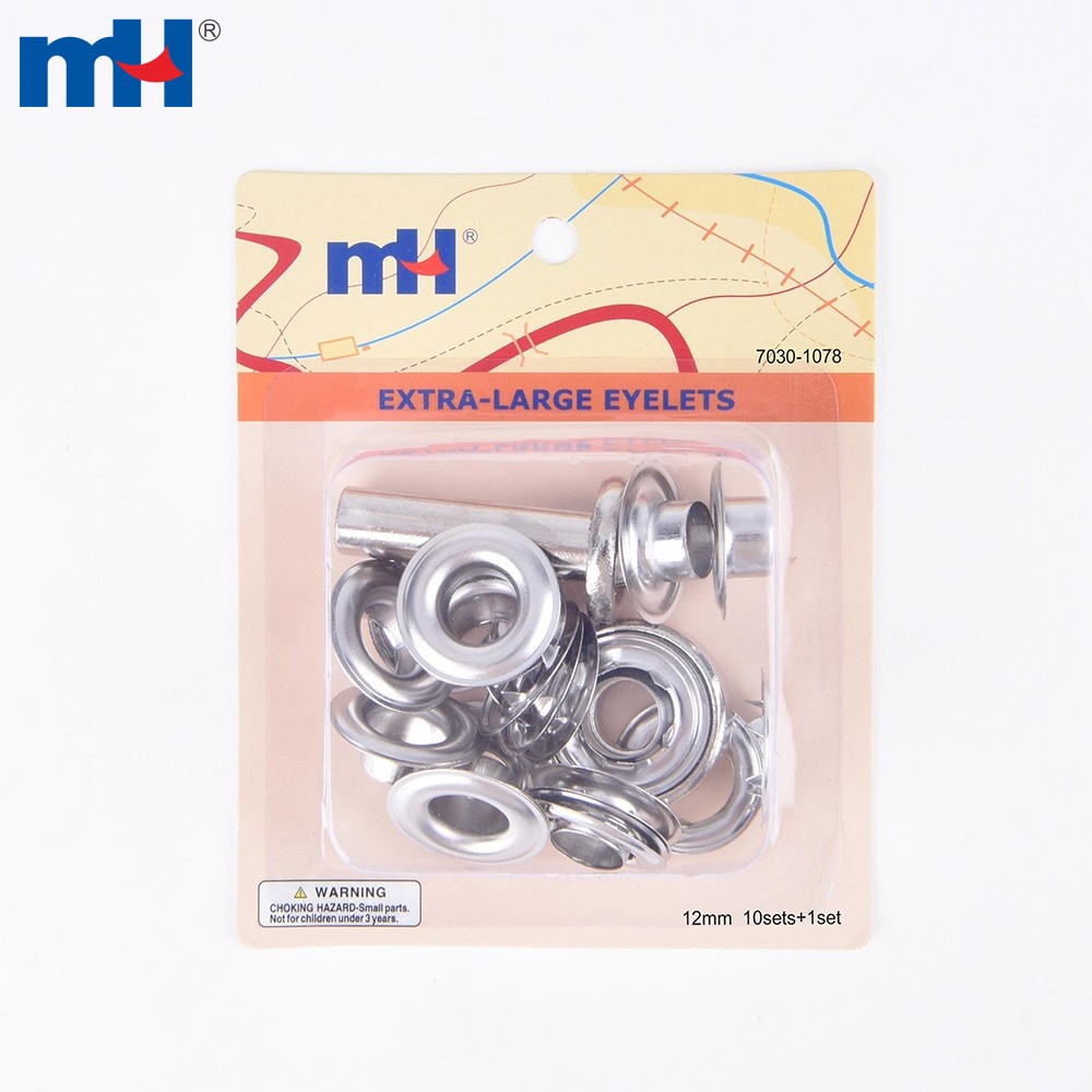 12mm Nickel Large Eyeletswith Tools for Shower Curtains and Belts
