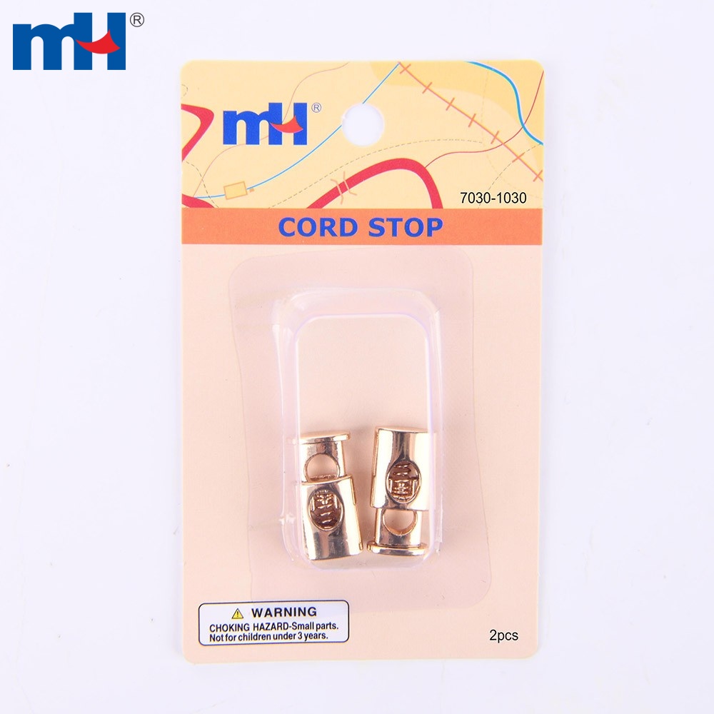 Shiny Gold Cord Stopper for Hoodies and Shoelaces