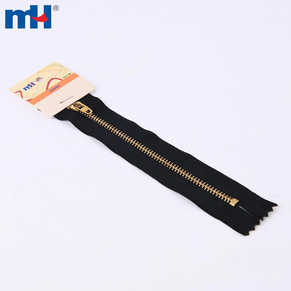 3# Brass Zipper with Navy Fabric for Jeans Shoes