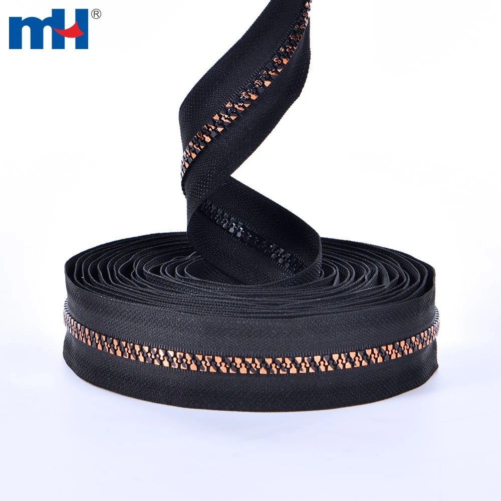 #5 Plastic Zipper Tape Rose Golden Teeth with Printed