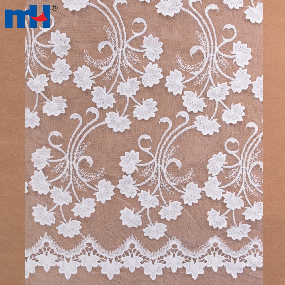 Floral Embroidered Mesh Lace Fabric Wedding Bridal Veils Craft ...