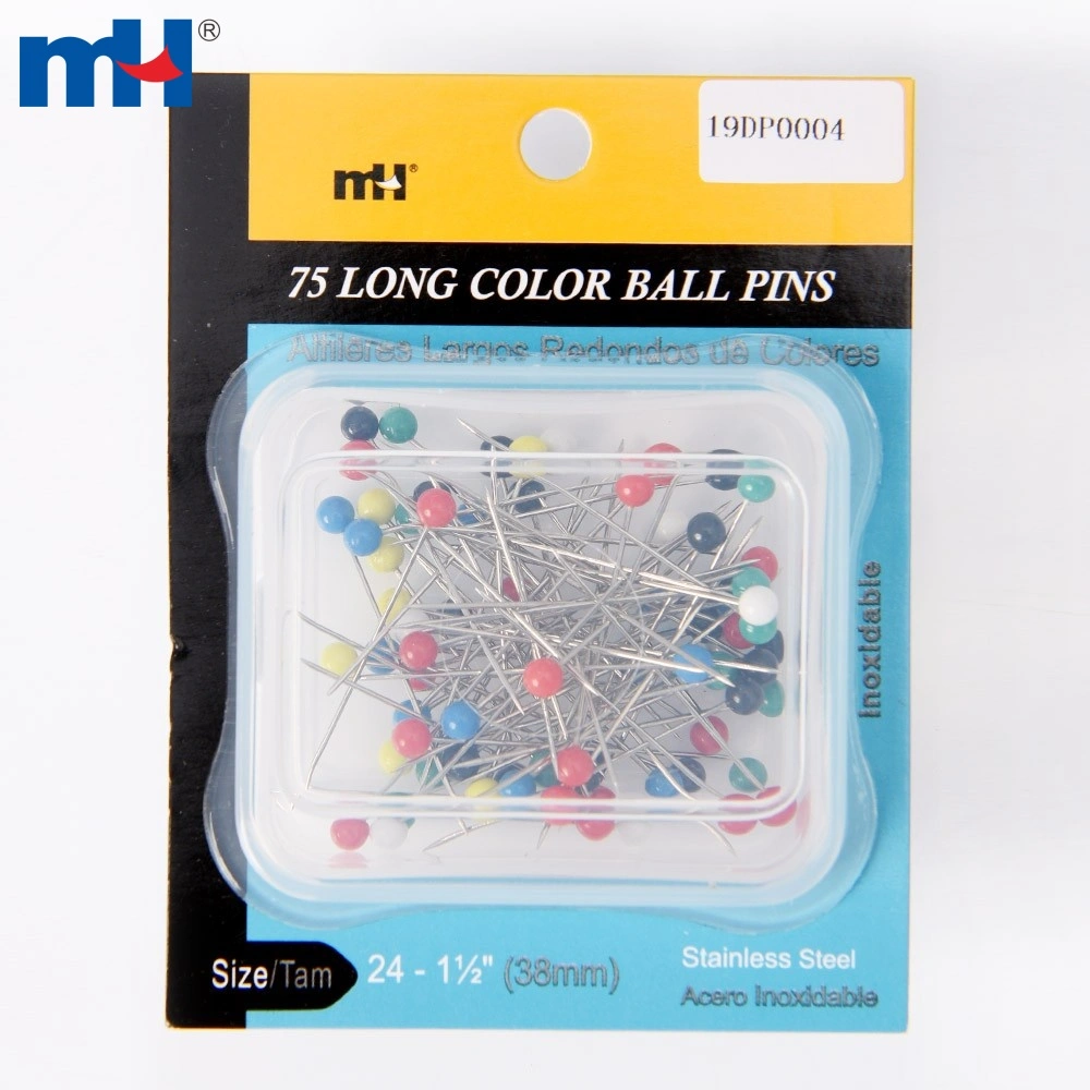 38mm Multicolor Ball Head Nickel-plated Steel Sewing Pins 75 packs