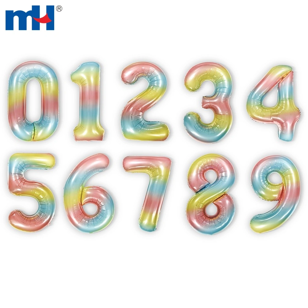 40in Large Mylar Foil Rainbow Number Balloons for Party Wedding