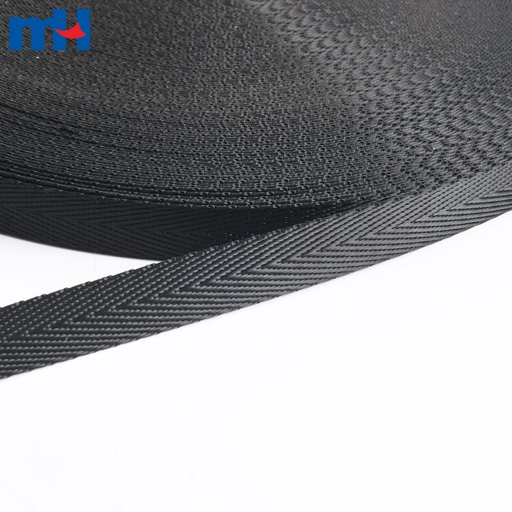 15mm Herringbone Black Imitation Nylon Webbing for Bags Straps Belts