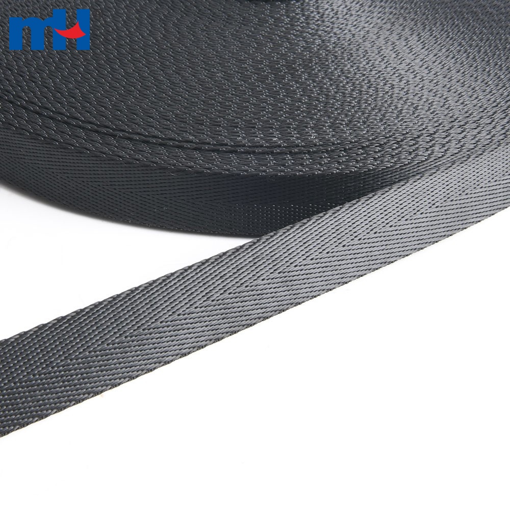 MH Manufacturer 20mm Herringbone Black Polyester Webbing Strap Tape