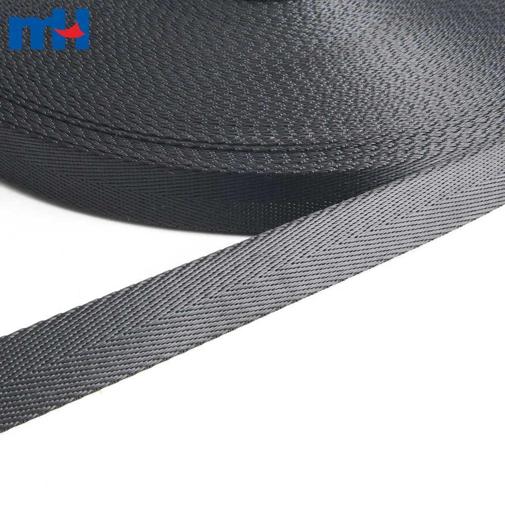 MH Manufacturer 20mm Herringbone Black Polyester Webbing Strap Tape