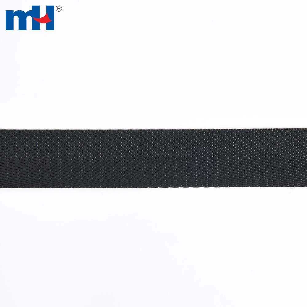 MH Supplier Herringbone Black Imitation Nylon Webbing for Bags Belts