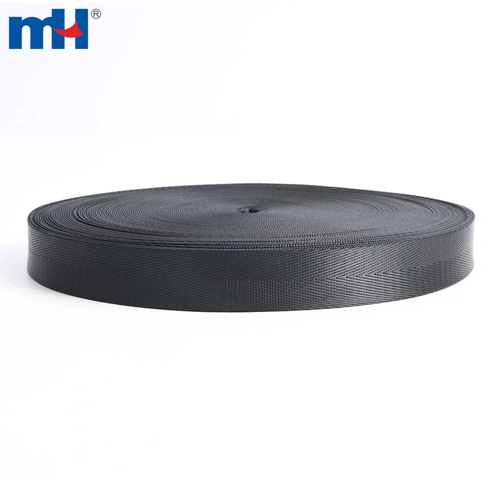MH Supplier Herringbone Black Imitation Nylon Webbing for Bags Belts
