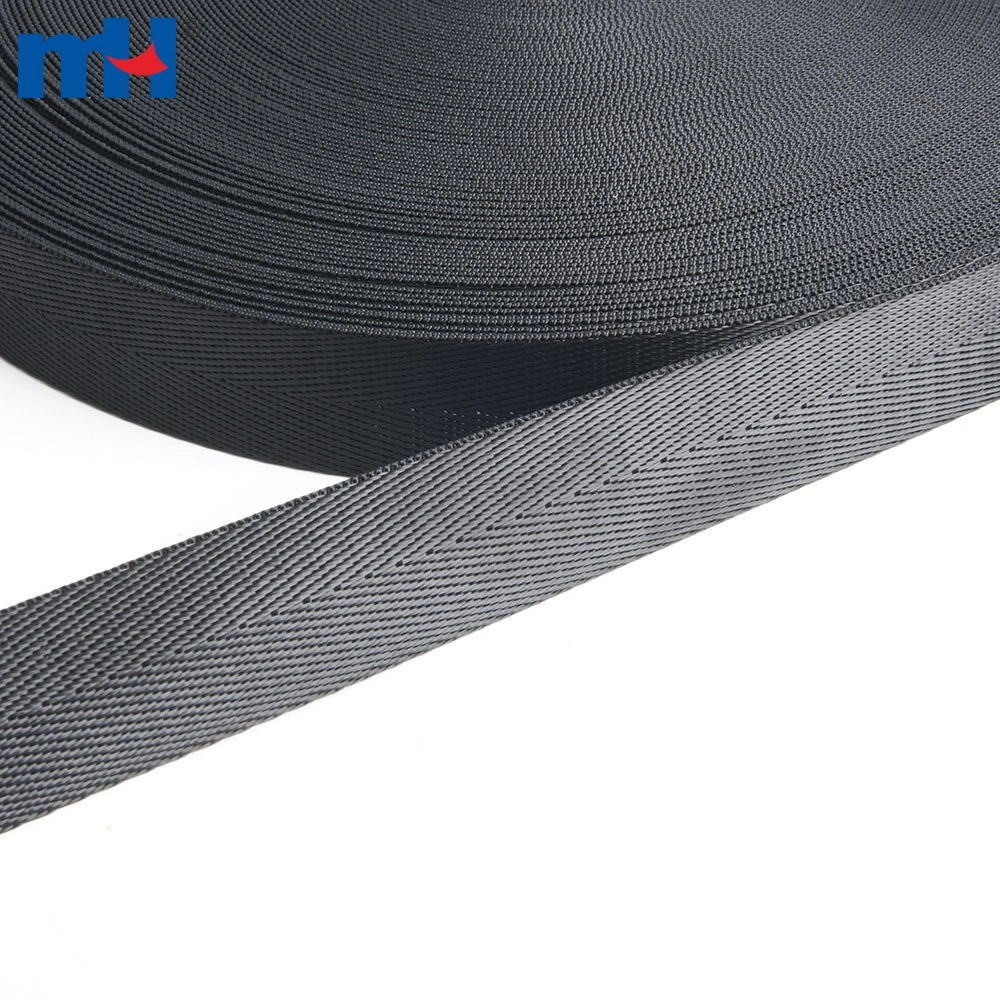 MH Supplier Herringbone Black Imitation Nylon Webbing for Bags Belts