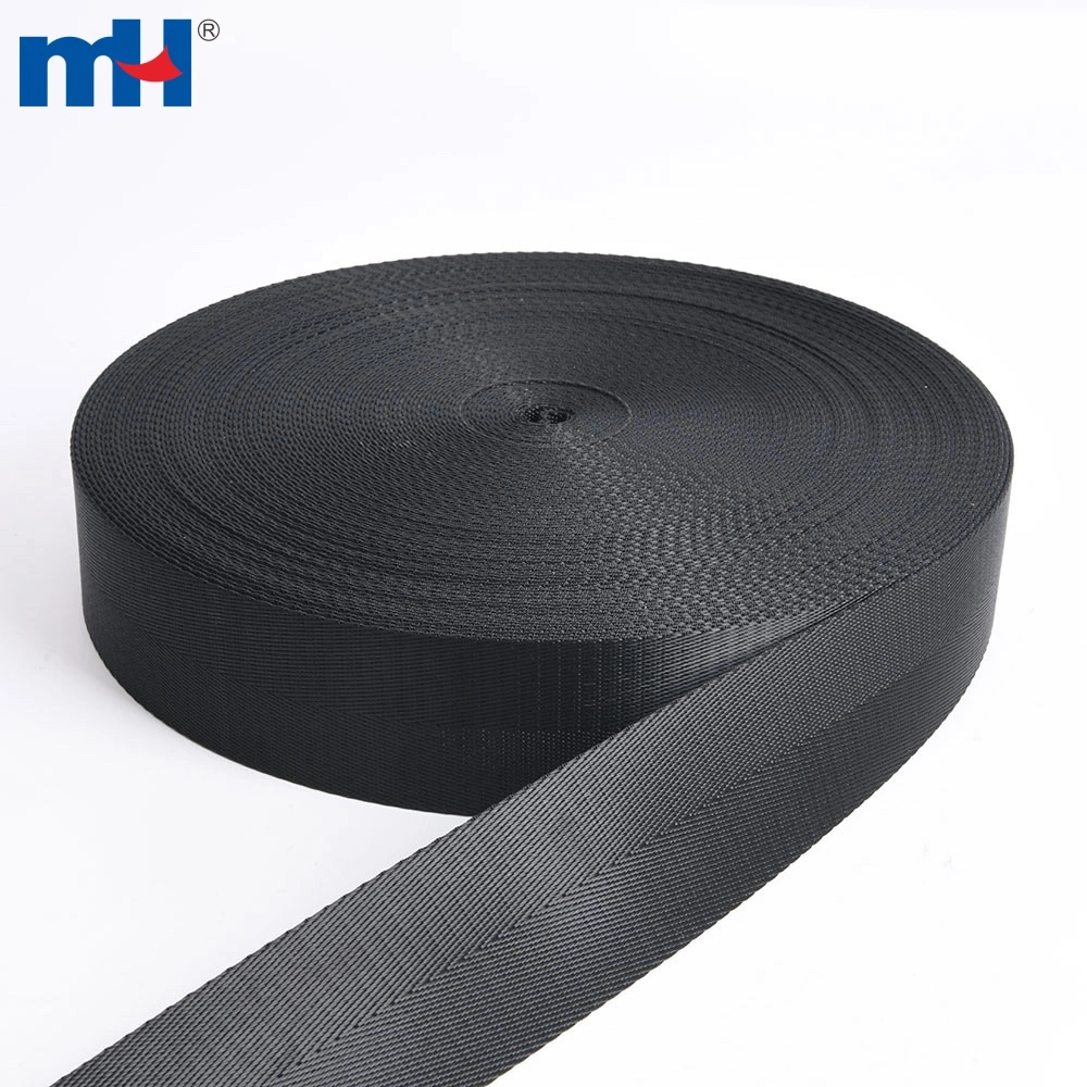 50mm Black Herringbone Twill Polyester Webbing Strap Tape