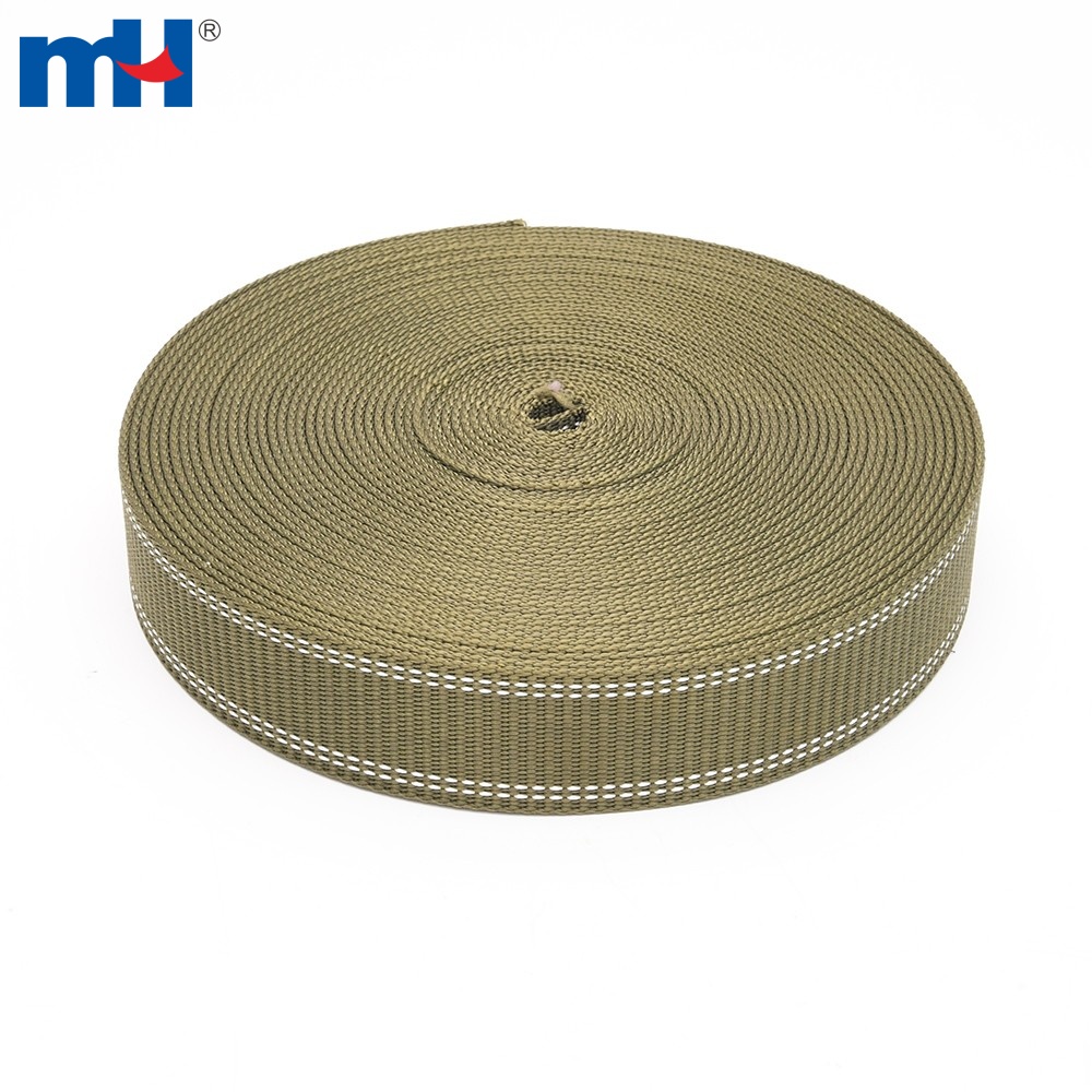 MH Supplier 38mm OD Green Polyester Webbing Strapping Stitched Edge