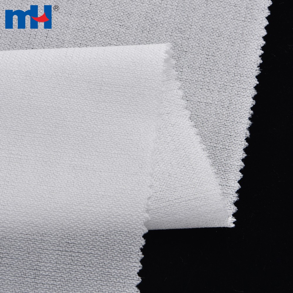 MH Supplier 75D*200D Polyester Twill White Woven Interlining Fabric