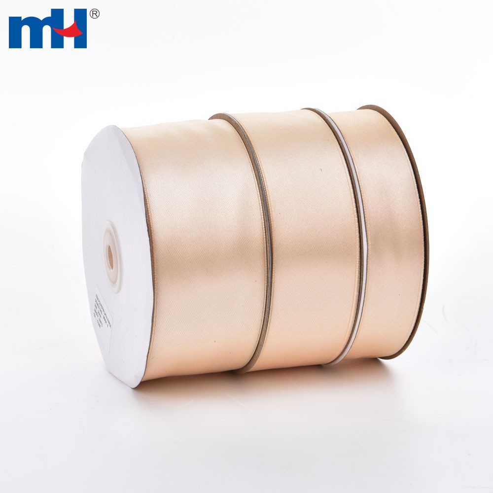 25mm 38mm 50mm Beige Glossy Satin Ribbon, Double-Sided