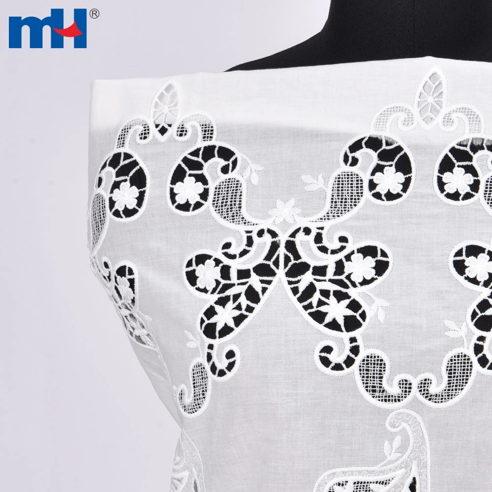 Laser Cut Floral Embroidery Eyelet Cotton Lace Fabric