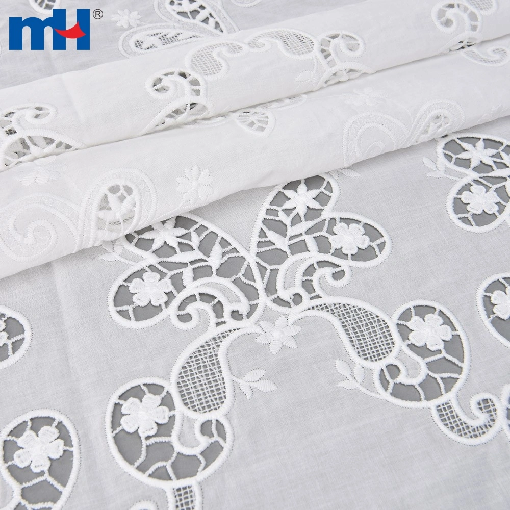 Laser Cut Floral Embroidery Eyelet Cotton Lace Fabric