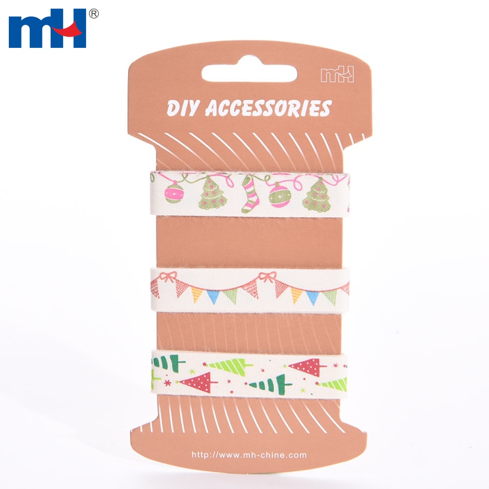 15mm Custom Handmade Cartoon Festive Printed Cotton Ribbons