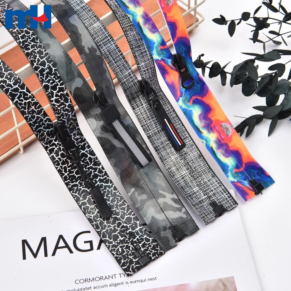 Custom Printing #5 Waterproof Water Resistance Nylon Coil Jacket Zipper