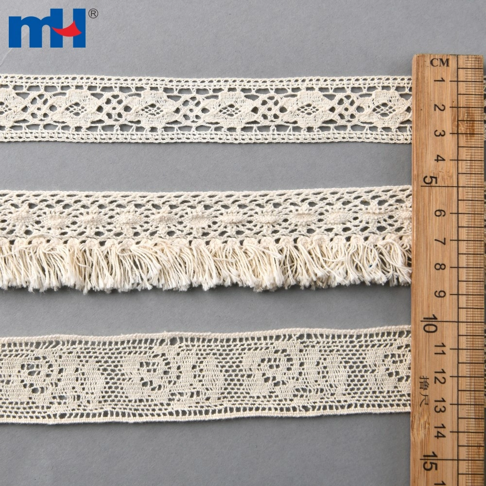 Natural Beige Cotton Crochet Lace Trim Ribbon