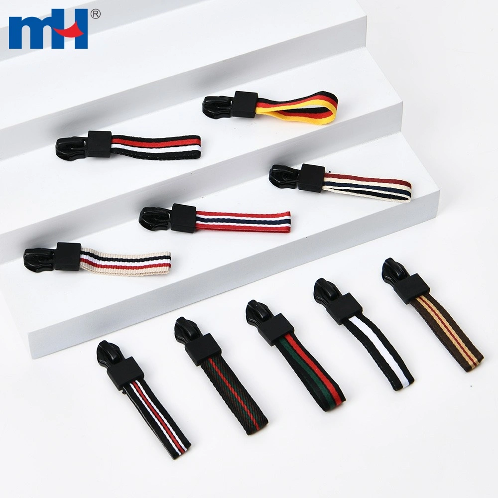 Striped Woven Webbing Tape Zipper Pull Slider