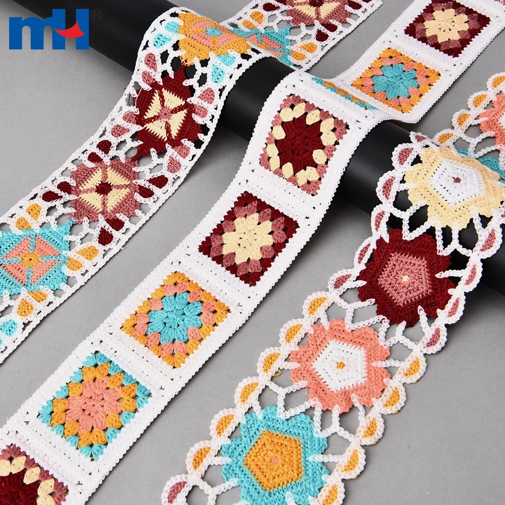 Granny Square Crochet Pattern Lace Trimming for Bohemian Scarf