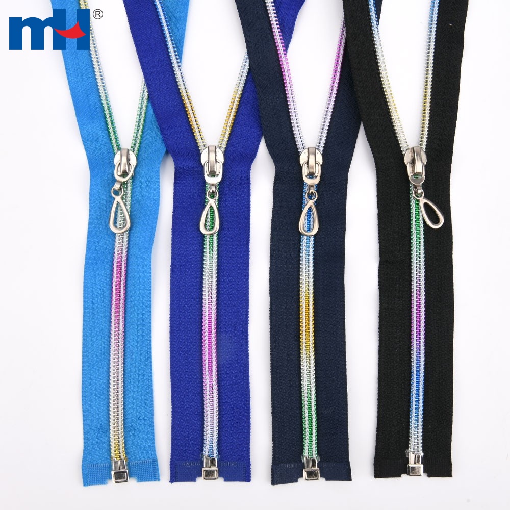 MH Bulk Order No.5 Nylon Rainbow Teeth Zipper with Waterdrop Puller