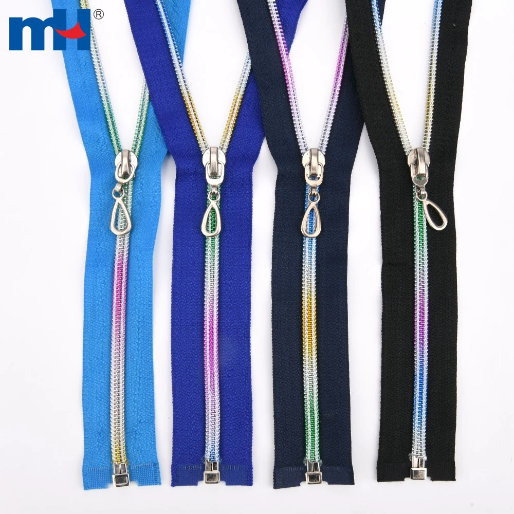 No.5 Nylon Rainbow Teeth Zipper with Waterdrop Puller