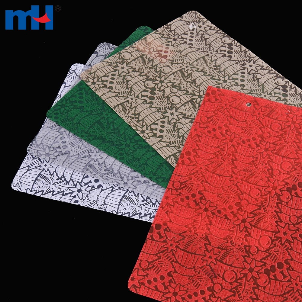Christmas Tree 3D Embossed Non Woven Gift Florist Wrapping Material