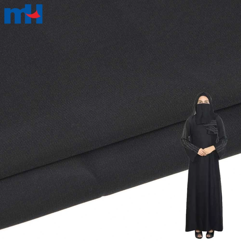 Islamic Muslim 100% Polyester Nida Abaya Fabric Materials - Jet Black