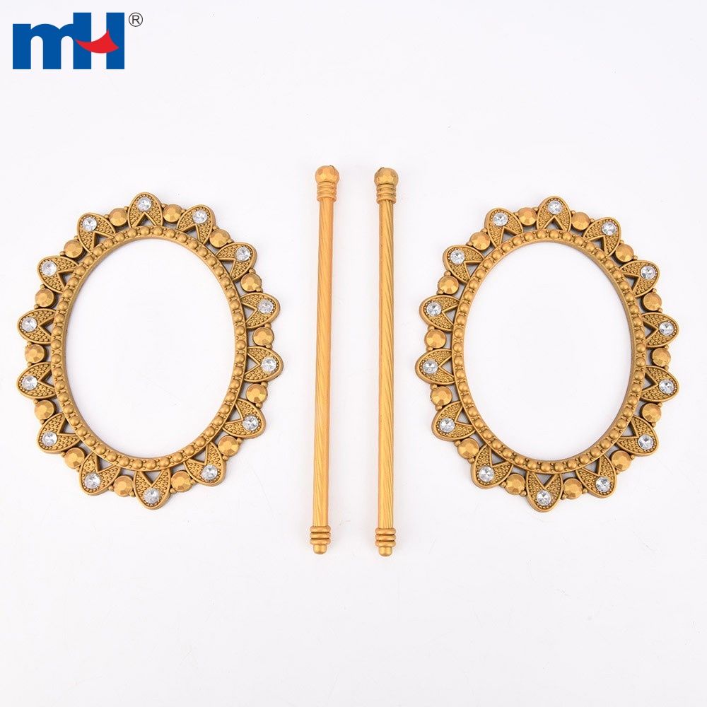 Decorative Round Barrette Style Set of 2 Gold Plastic Curtain Tie Back ...