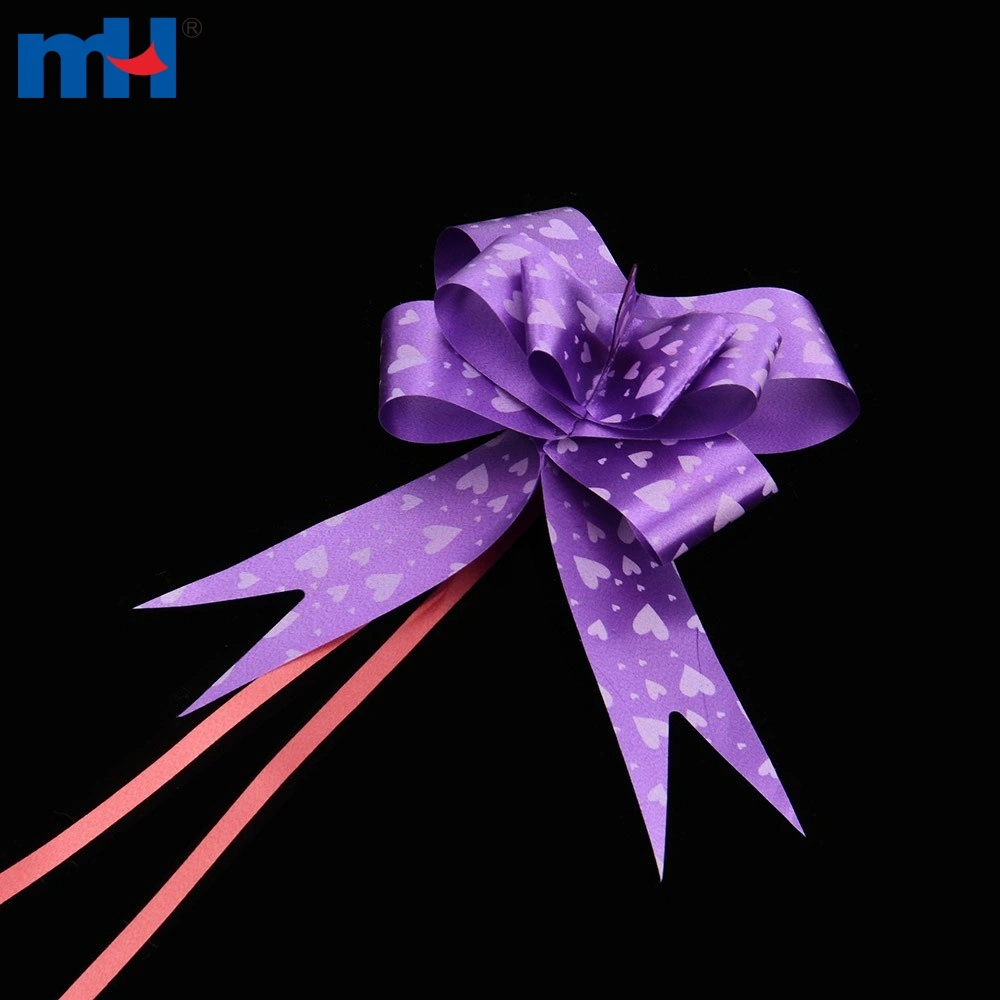 30mm*470mm Heart Printed String Pull Bow Ribbon for Packing Decoration ...