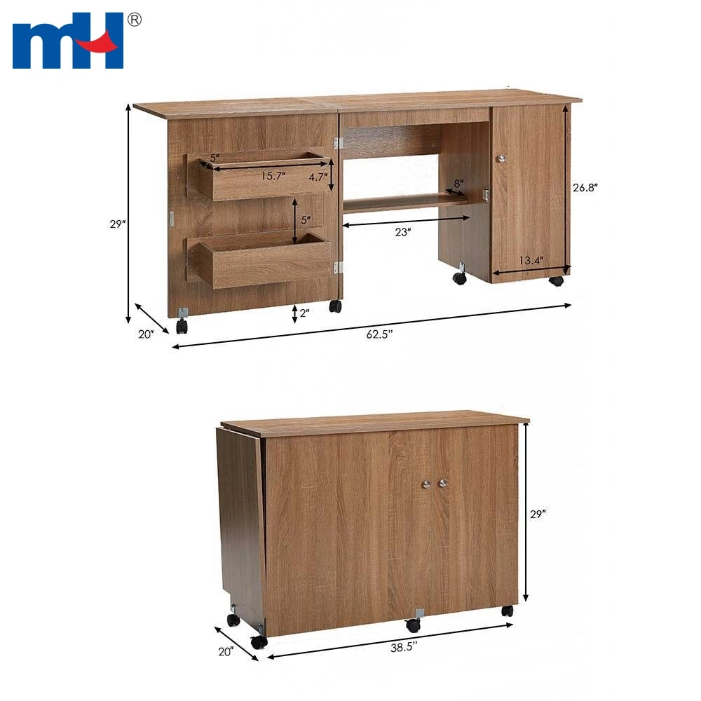 Folding Sewing Table Multipurpose Craft Station w/ Castors