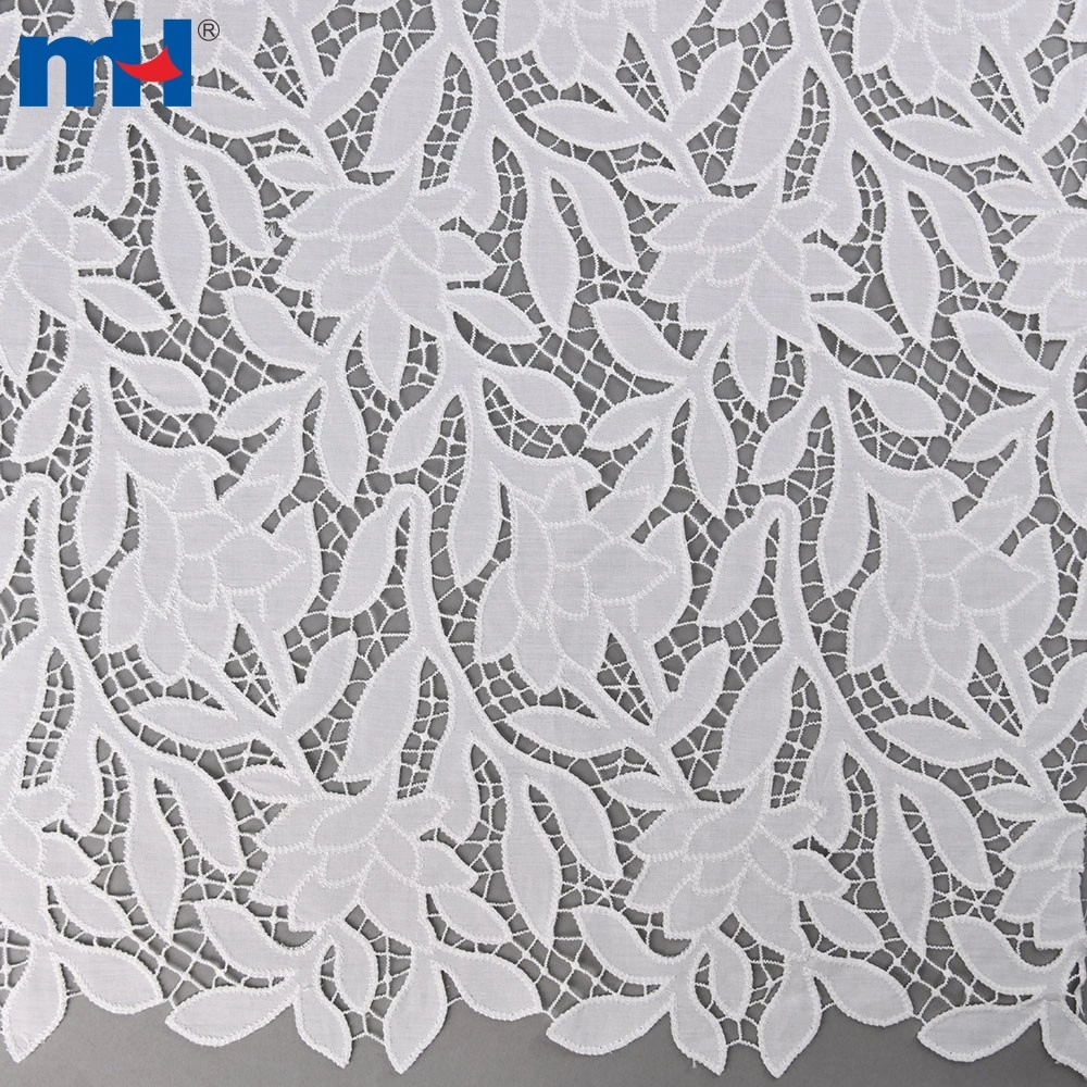 Scalloped Edge Laser Cutted Polyester Embroidered Lace Fabric