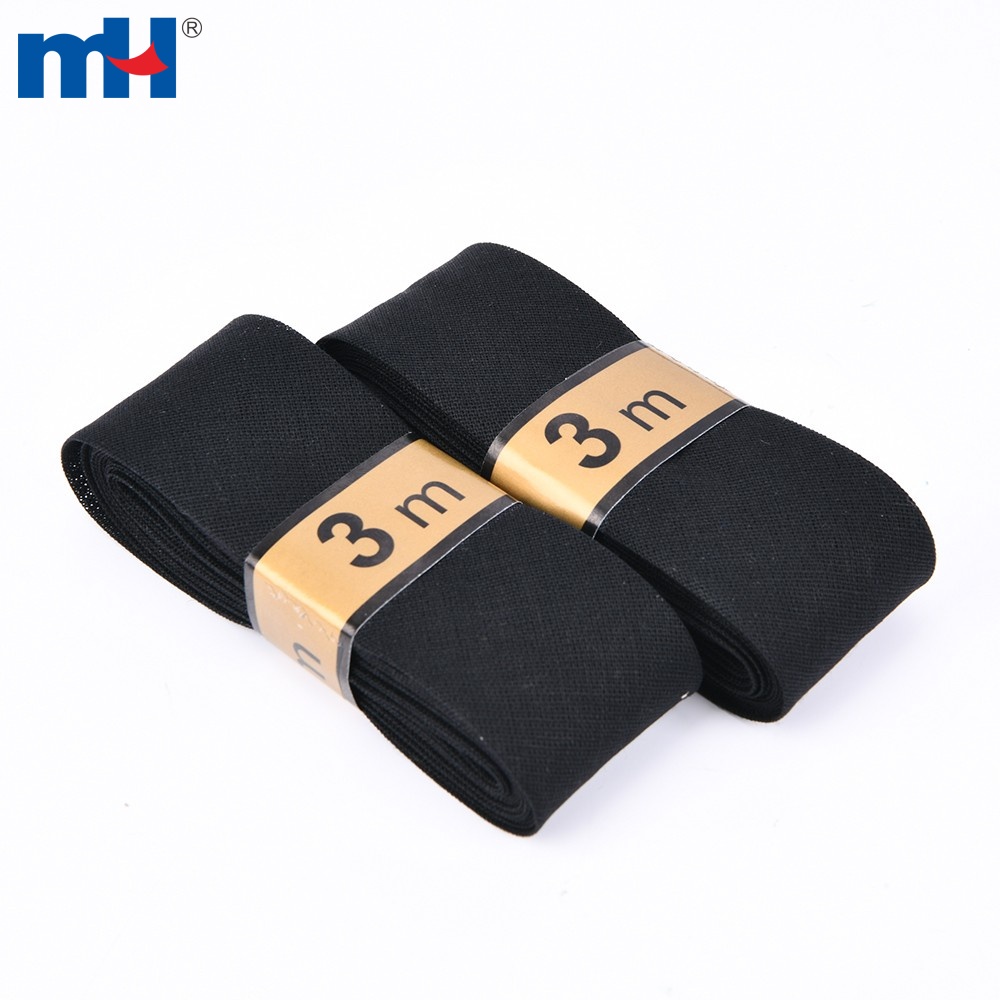 25mm*5m Single Folded 100% Cotton Bias Binding Tape, Black