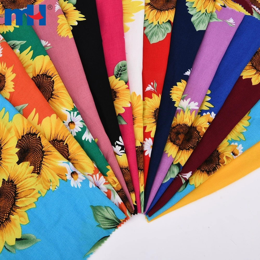 30S Sunflower Printed Viscose Rayon Material Fabric 150cm