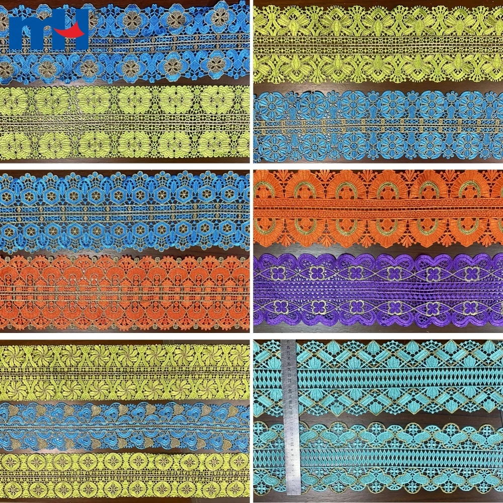 Two Face Stone Lace Trim Embellished Border Embroidery Lace