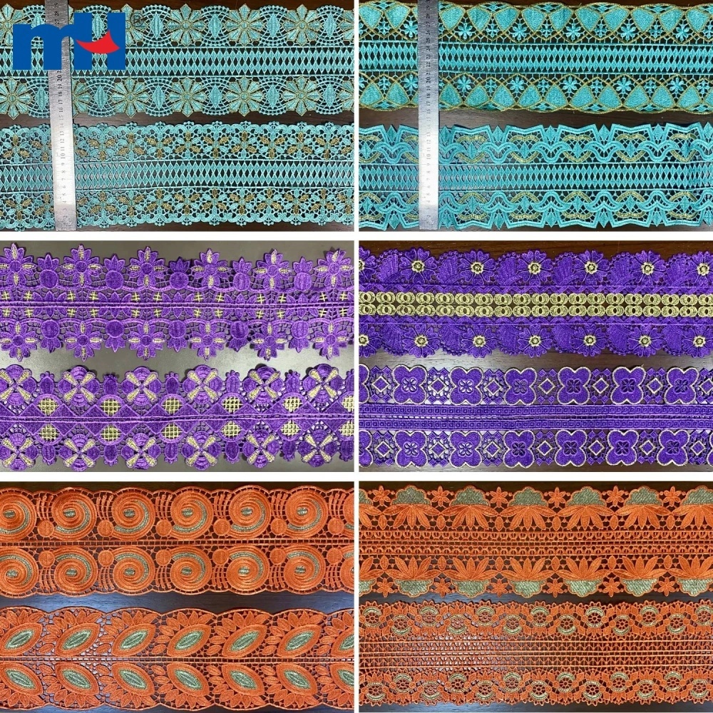 Two Face Stone Lace Trim Embellished Border Embroidery Lace