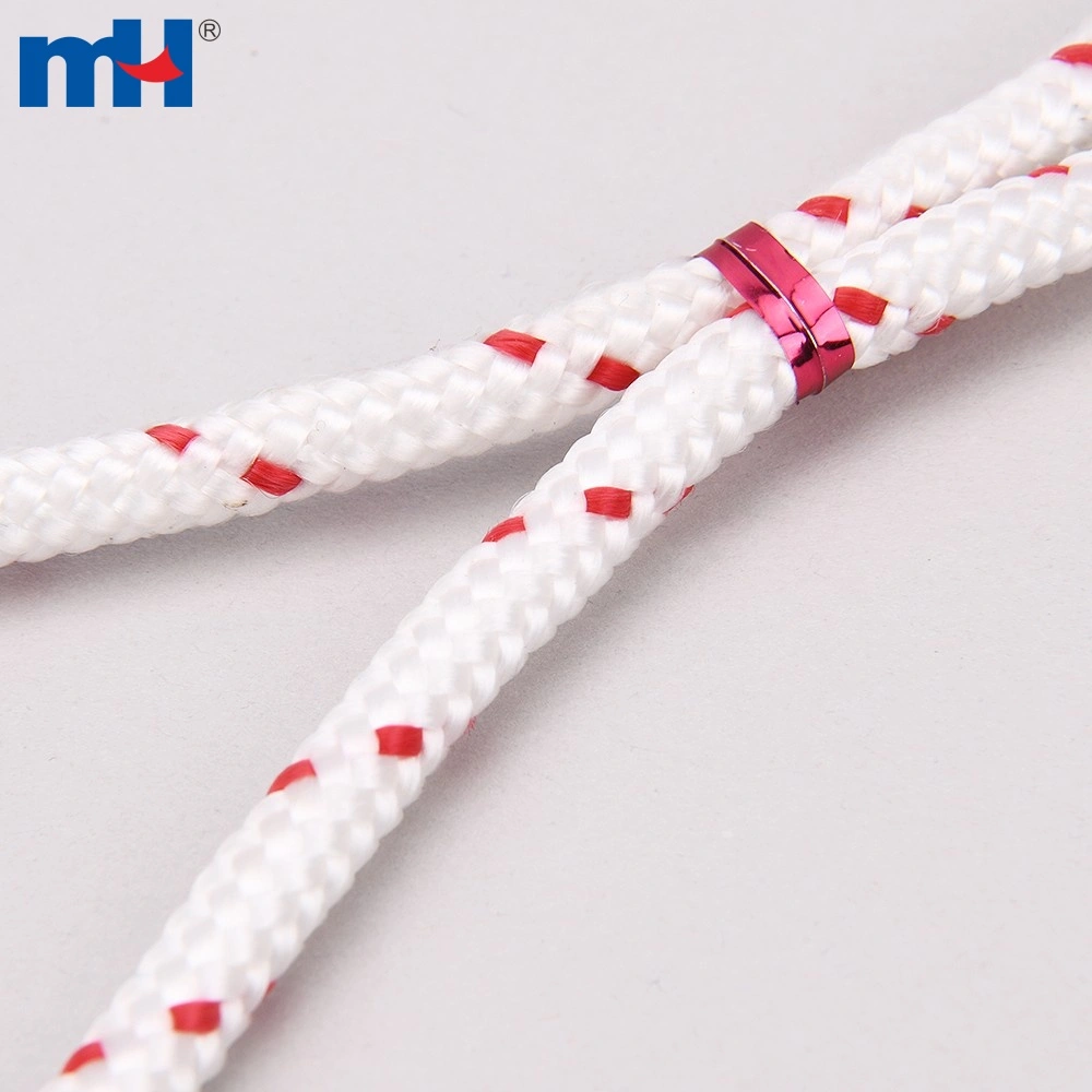 6mm 16ply White/Red Double Braided Polypropylene Rope String