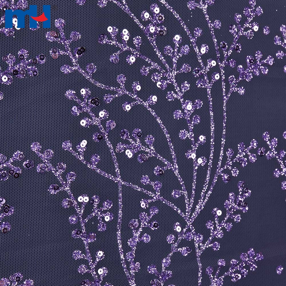 Sequins Embroidery Africa Mesh Fabric for Wedding Gown Material