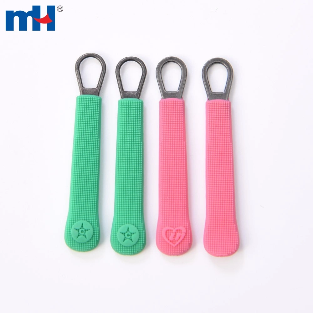 MH Custom Long Rubber Zipper Puller Button for Sportwear