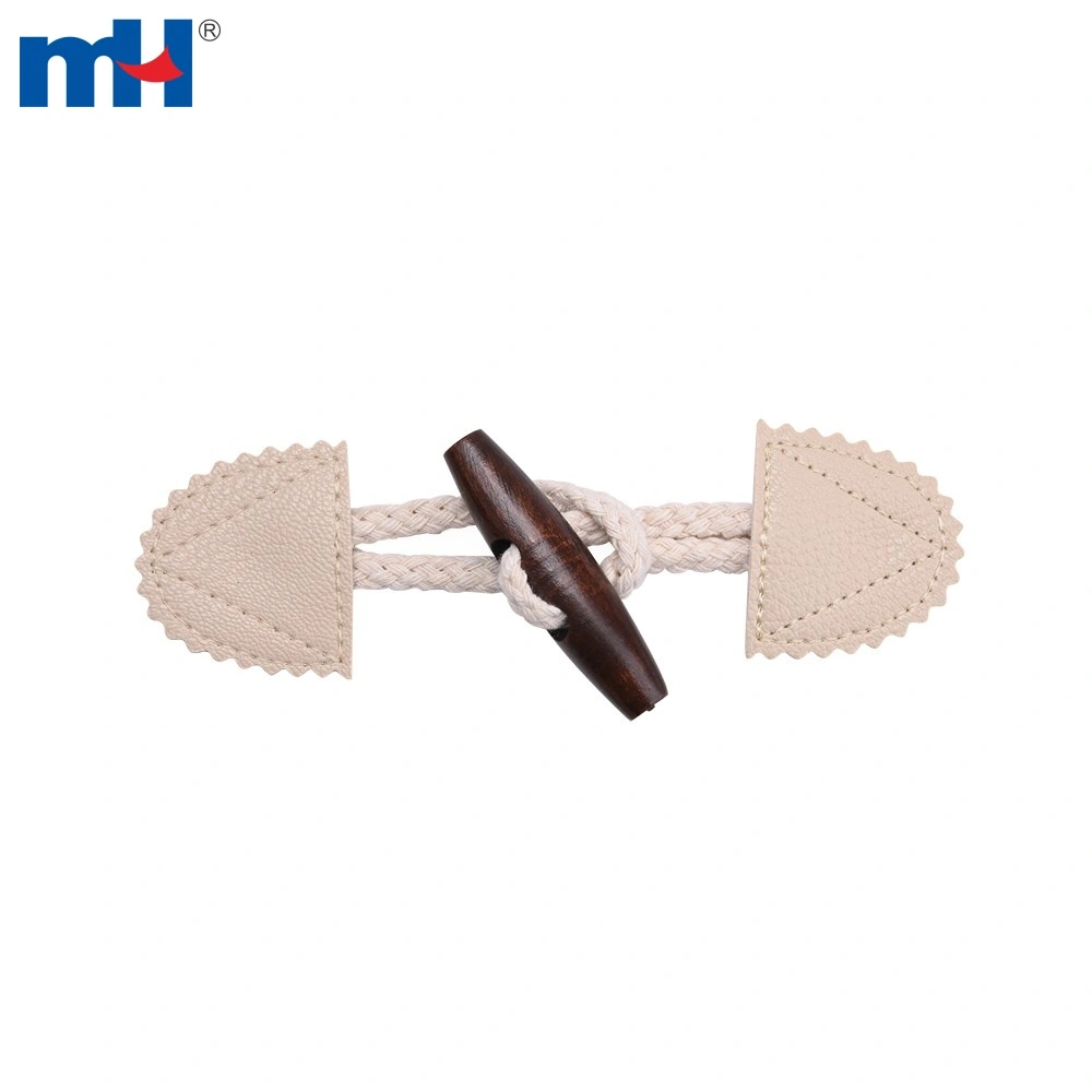 Leather Sew-On Wood Toggles Button Closure for Duffle Coat Jackets