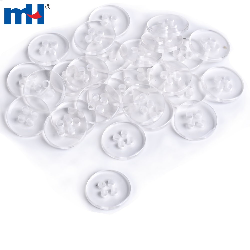 MH Custom 4Holes Round Resin Shirt Buttons for Uniform Sewing - Clear