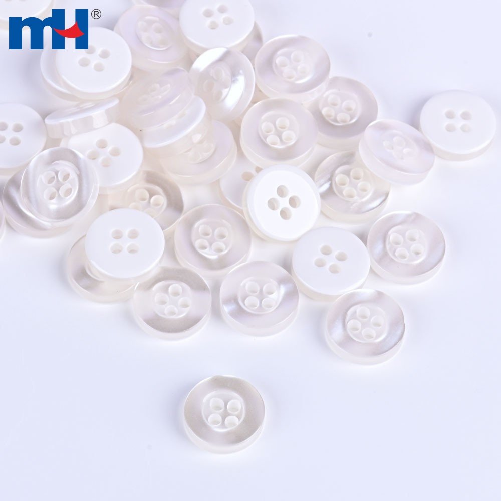 MH Round Resin Shirt Buttons for Uniform Sewing - Rippled Pearlescent