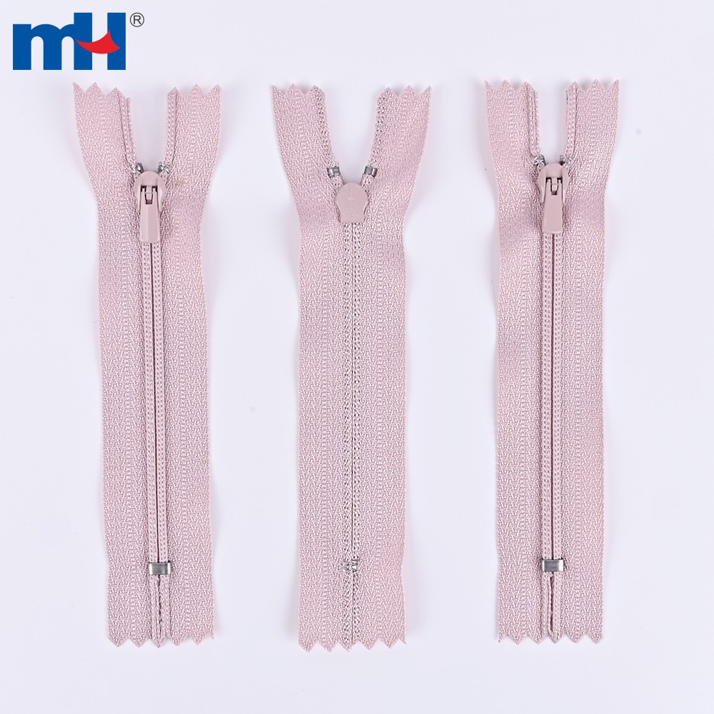 MH B2B Supplier #3 Pin Lock Nylon Zipper with Protective Teeth
