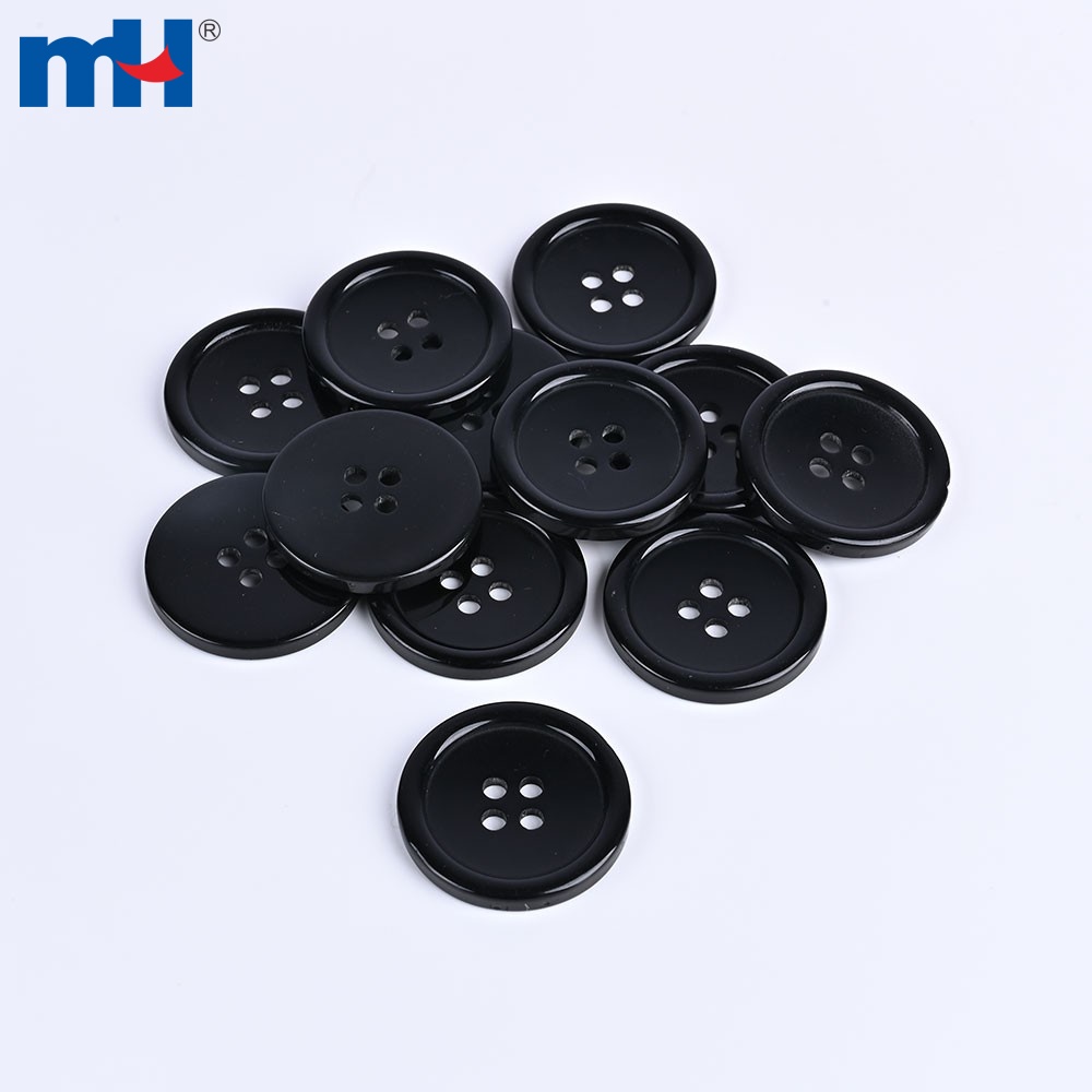MH Custom Round Resin Shirt Buttons for Uniform Sewing - Black/Olive